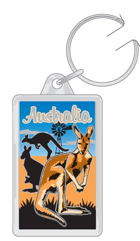 LASER CUT FOIL KEYRING KANGAROO-AUSTRALIA NFR – VISIT Brands