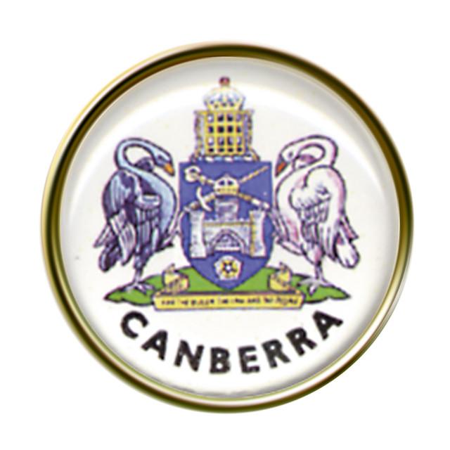PIN 18MM CANBERRA COAT OF ARMS WHITE - VISIT Brands