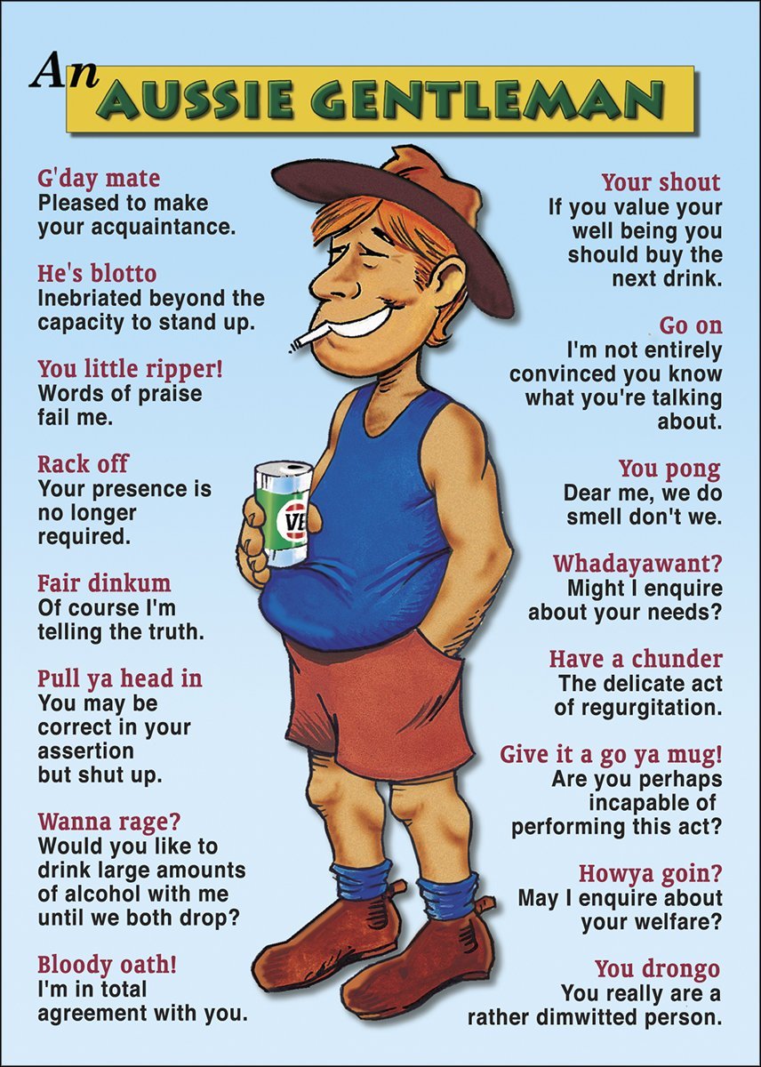 POSTCARD AUSSIE GENT COMIC - VISIT Brands