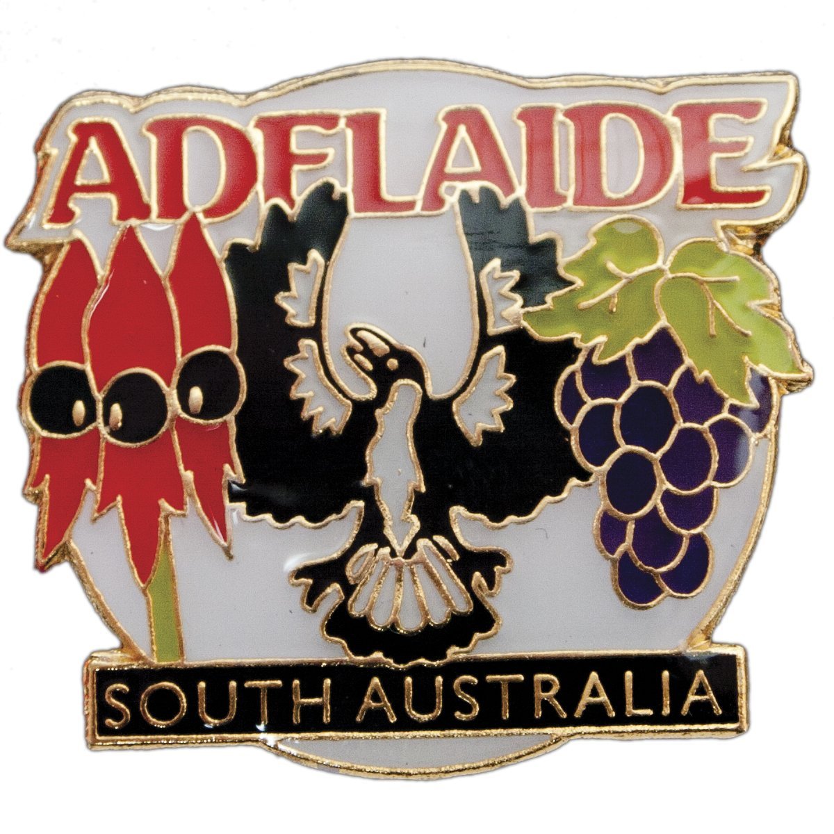 PIN CLUTCH ADELAIDE SOUTH AUST STURT PEA SHRIKE GRAPES - VISIT Brands