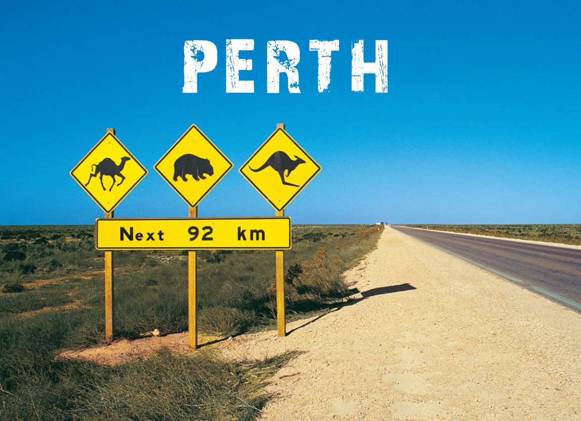 POSTCARD ROAD SIGN NEXT 92 KM PERTH – VISIT Brands