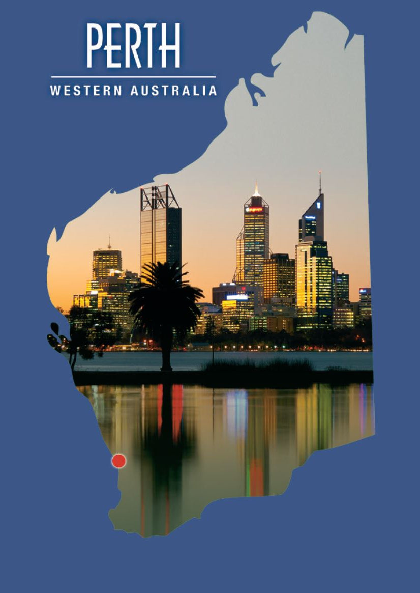 POSTCARD PERTH skyline in map – VISIT Brands